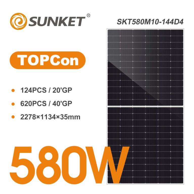 580W 182mm 16BB 144Cells Double Glass Bifacial TOPCon Mono Half Cell PV ...