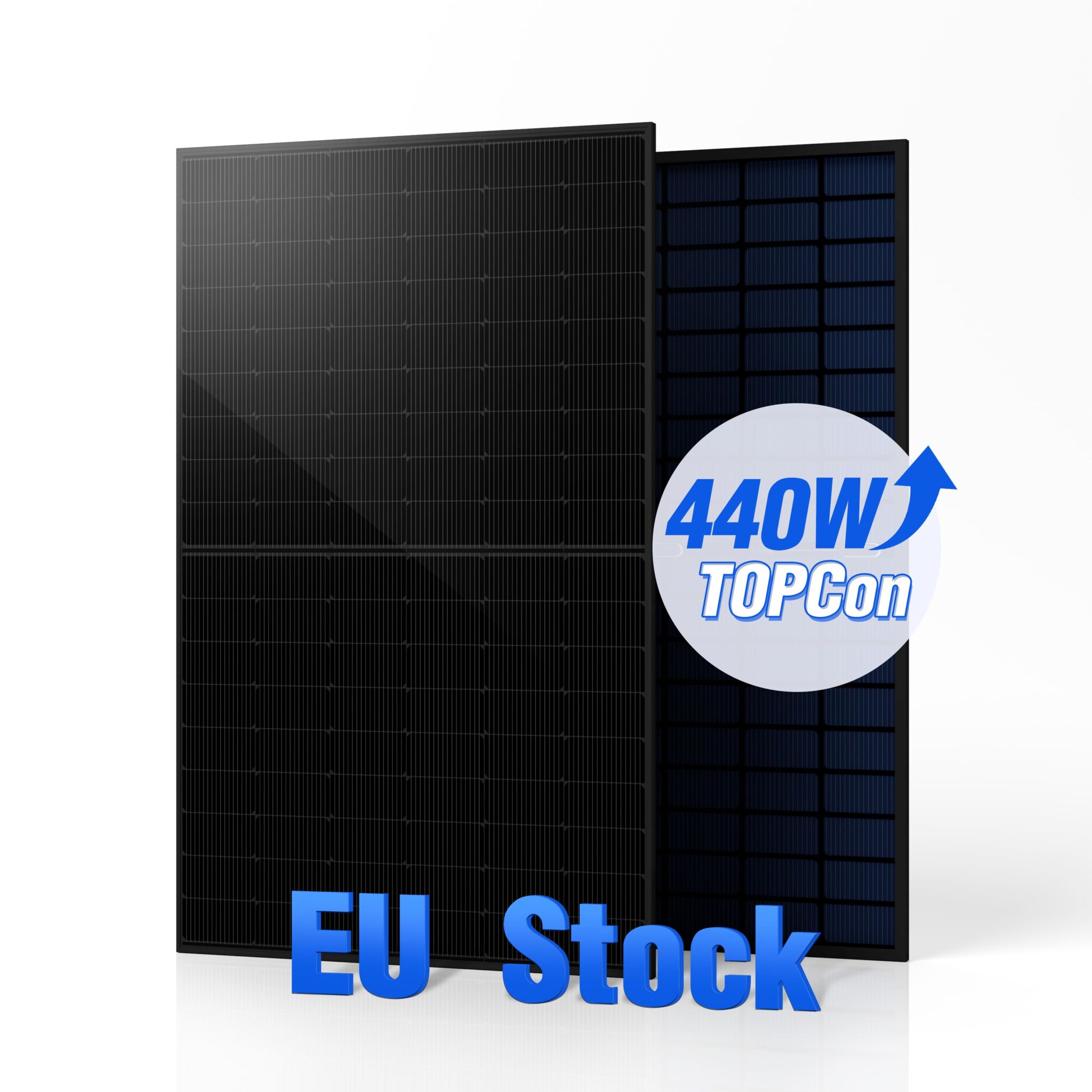 440W 182mm 16BB 108Cells All Black Double Glass Bifacial TOPCon Mono ...